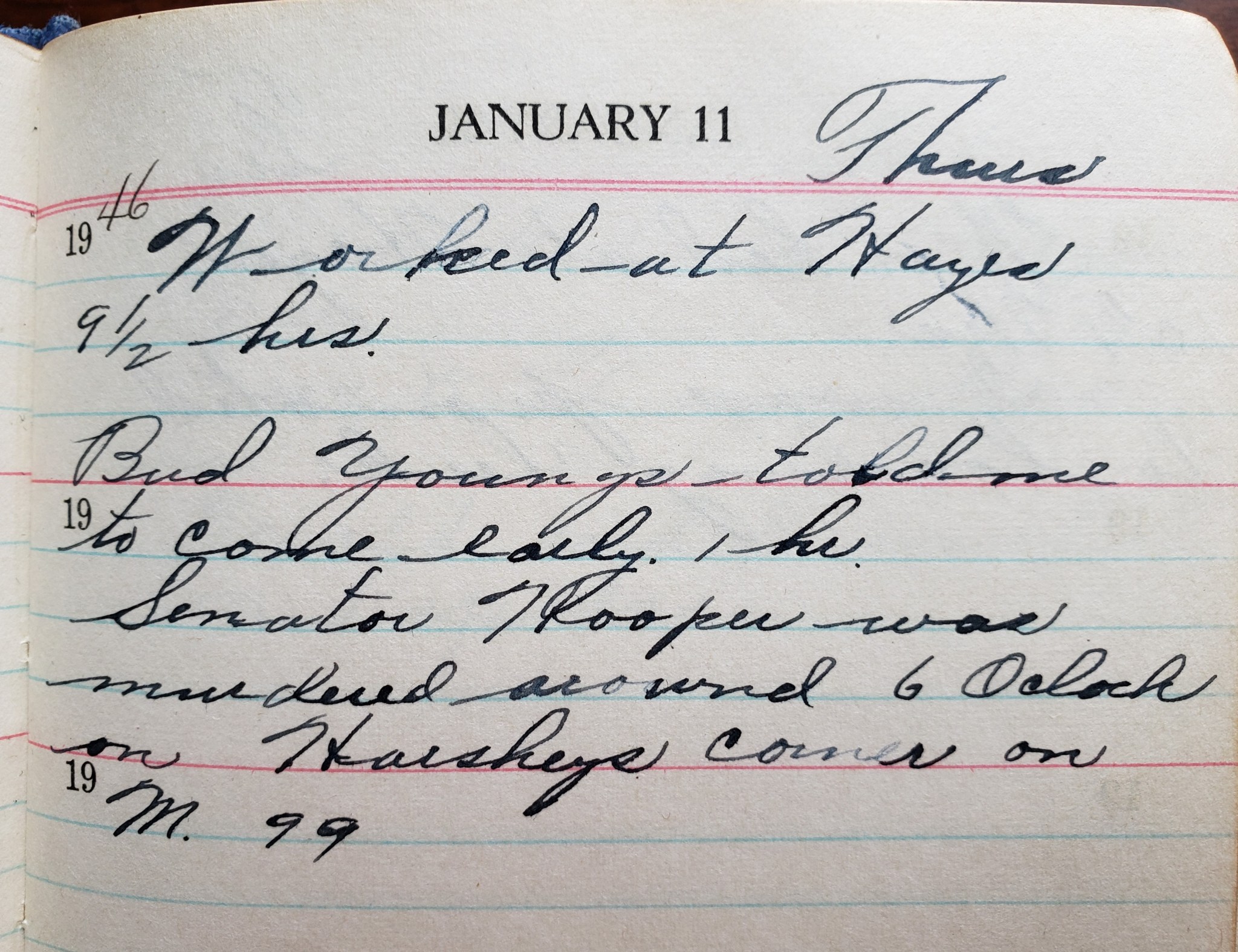 1945 Banister Daily Diary Part 3: Senator Hooper’s Murder and the End ...